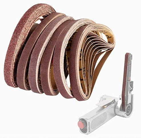 60 Packs 3/8x13 in Sanding Belts Assortment for Mini Belt Sander, 10 of ...