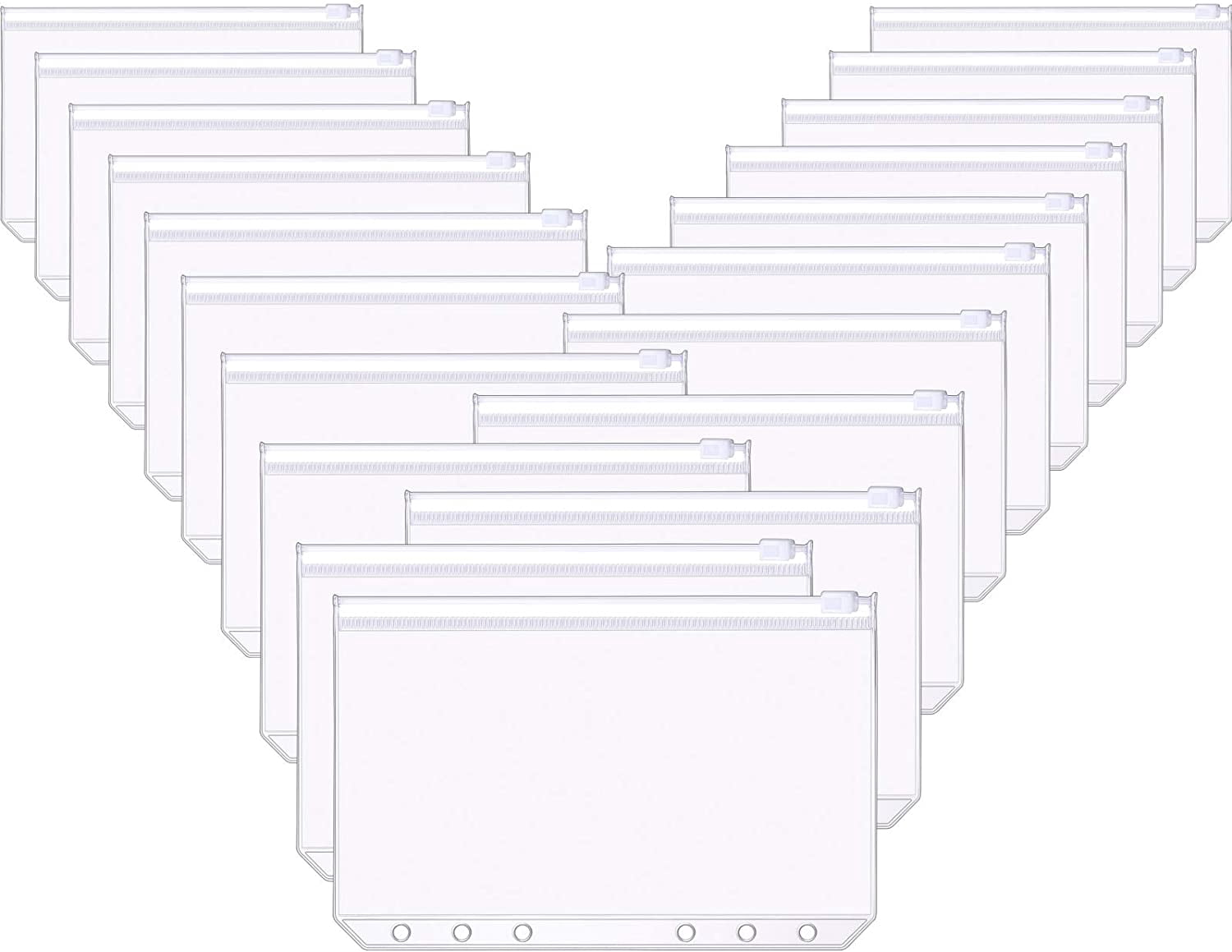 60 Packs A6 Size 6 Holes Binder Pockets Plastic Binder Zipper Folders ...