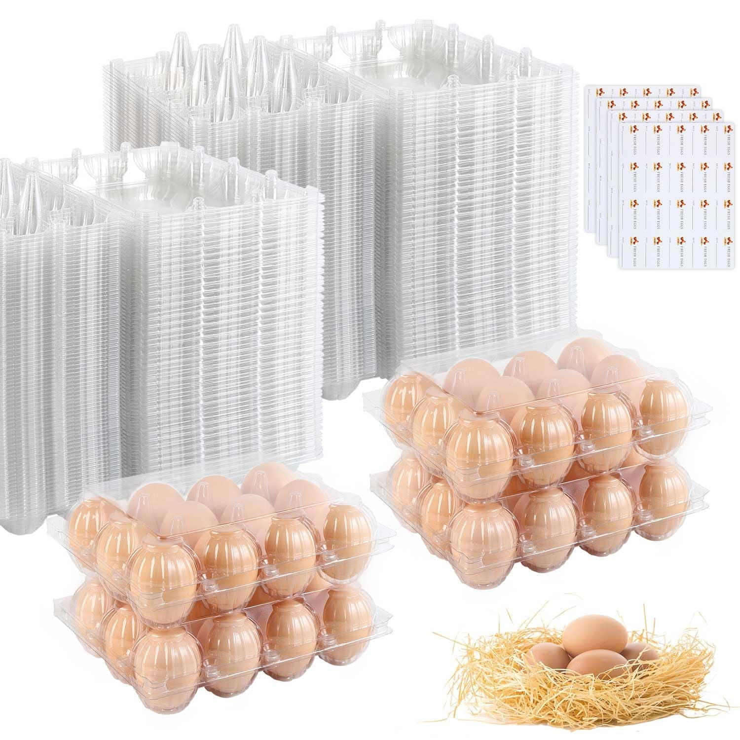 60 Packs Egg Cartons, Egg Cartons Cheap Bulk, 12 Count Clear Plastic ...