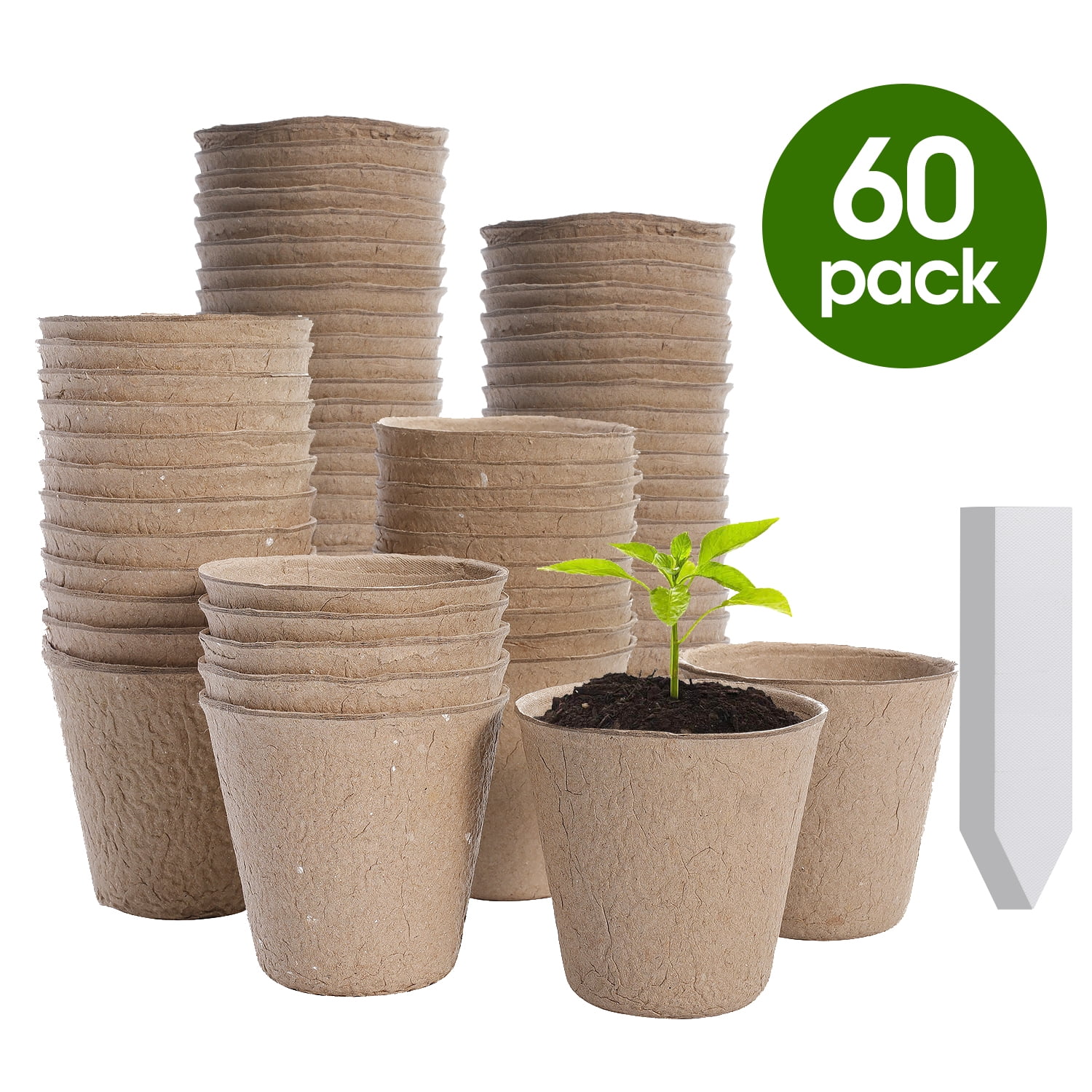 60 Packs Peat Pots Seed Starter Pots 100% Eco-Friendly Biodegradable ...