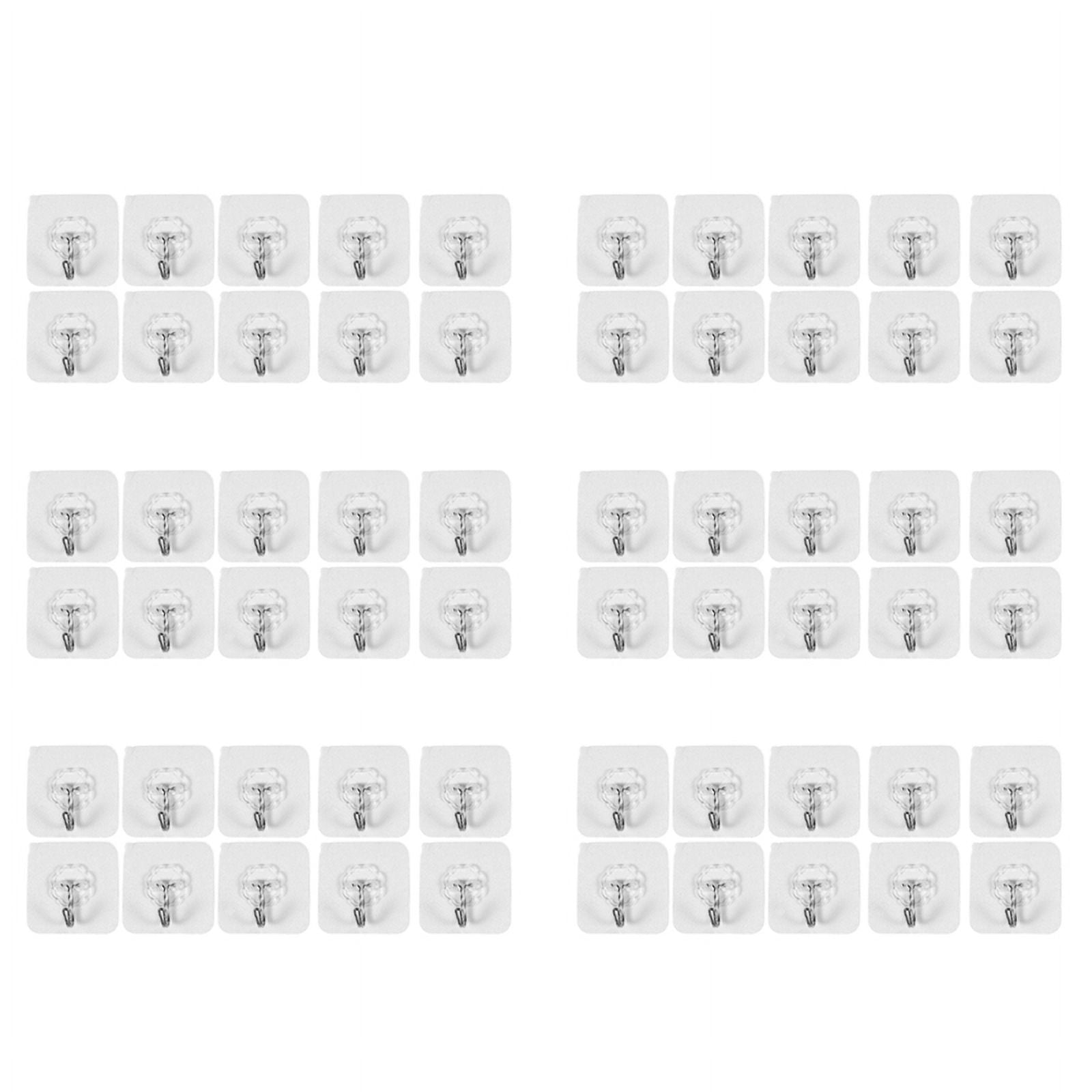 60 Packs Reusable Adhesive Hooks,Transparent Heavy Duty Wall Hooks with ...