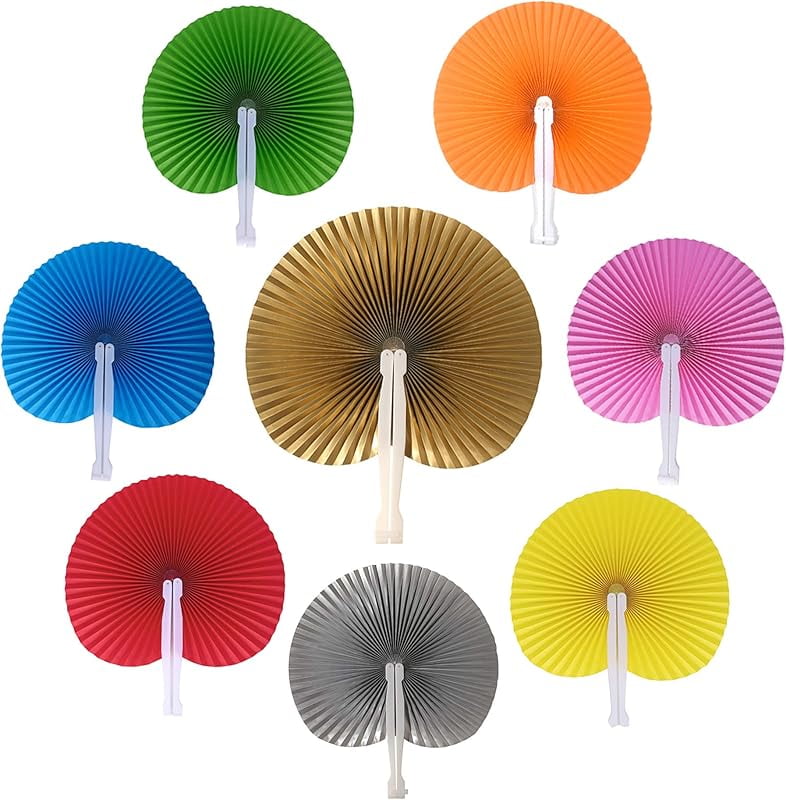 60 Packs White Paper Folding Hand Fans,Decorative Round Wedding ...