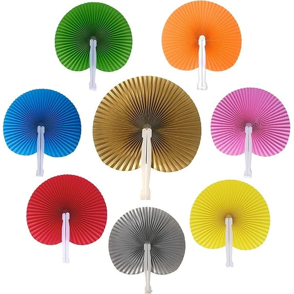 60 Packs White Paper Folding Hand Fans,Decorative Round Wedding ...