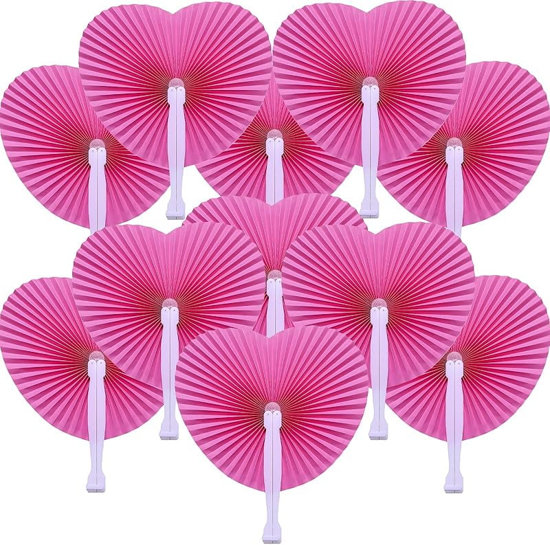 60 Packs White Paper Folding Hand Fans,Decorative Round Wedding ...