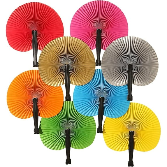 60 Packs White Paper Folding Hand Fans,Decorative Round Wedding ...