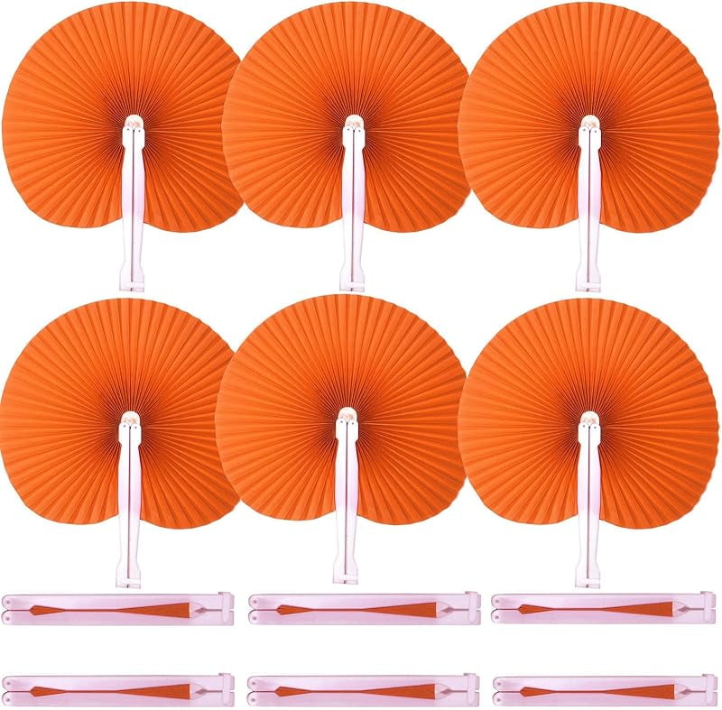 60 Packs White Paper Folding Hand Fans,Decorative Round Wedding ...