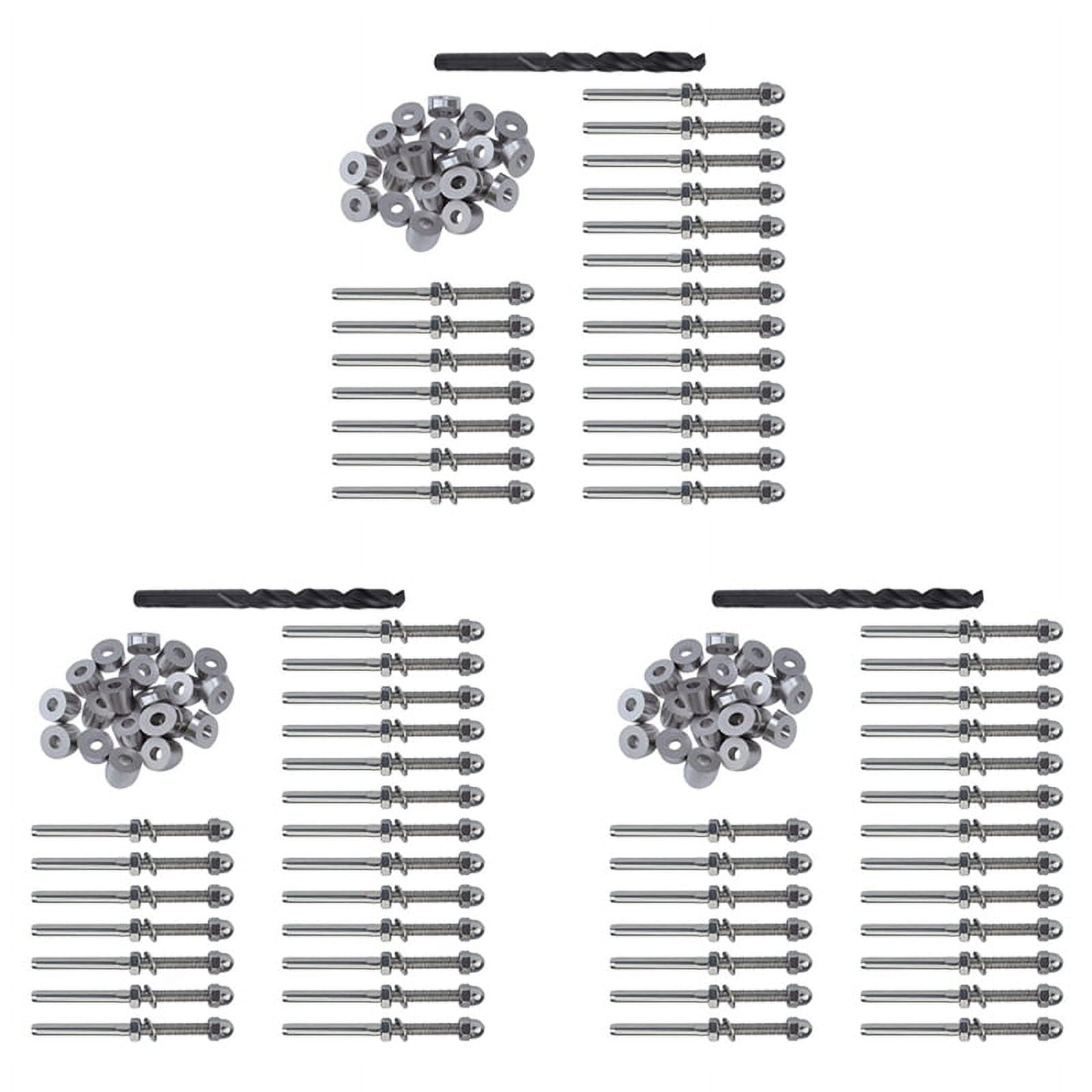 60 Pairs 1/8 Inch Cable Railing Kits 30 Degree Beveled Washer Threaded ...