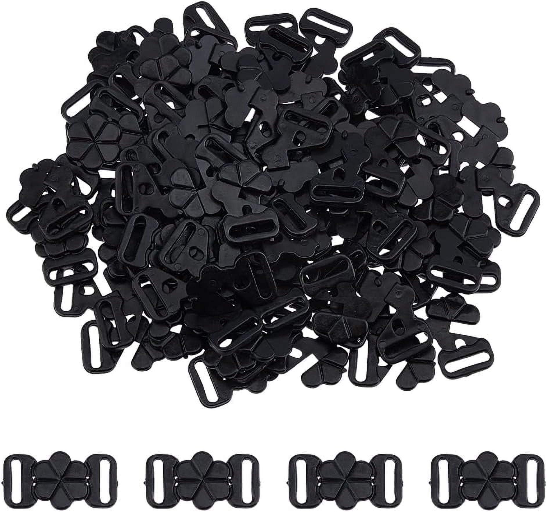60 Pairs 120Pcs Bra Clips In Front Black Plastic Bra Clasp Fasteners ...