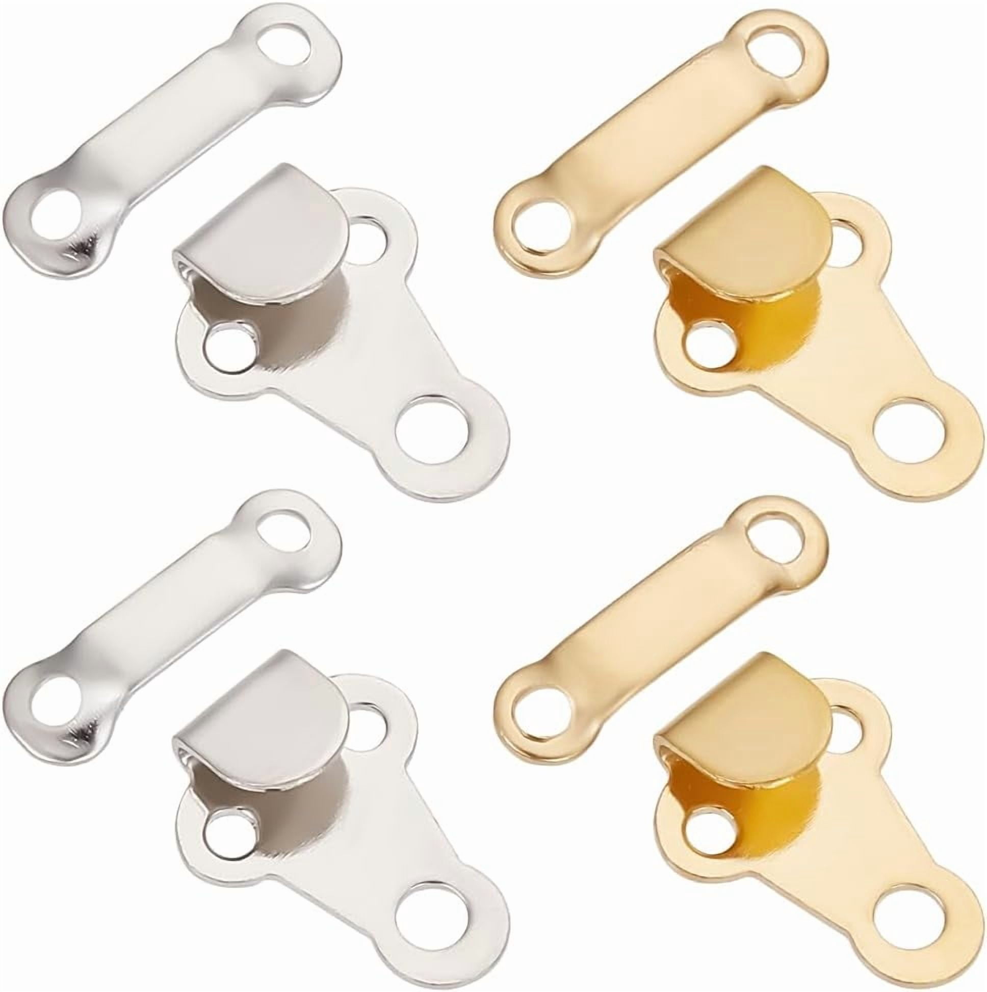 60 Pairs Sewing Hooks and Eyes Closure Set Platinum Golden Brass ...