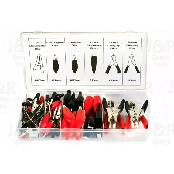 60 Pc. Alligator Clip Test Lead Assortment Electrical Batery Clamp ...