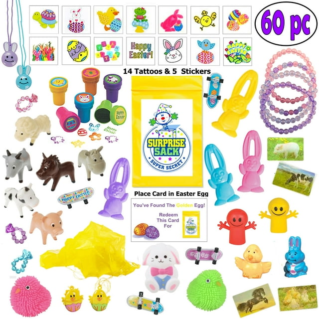 60 Pc Easter Egg Hunt Fillers/Stuffers - Small Easter Toy Assortment ...