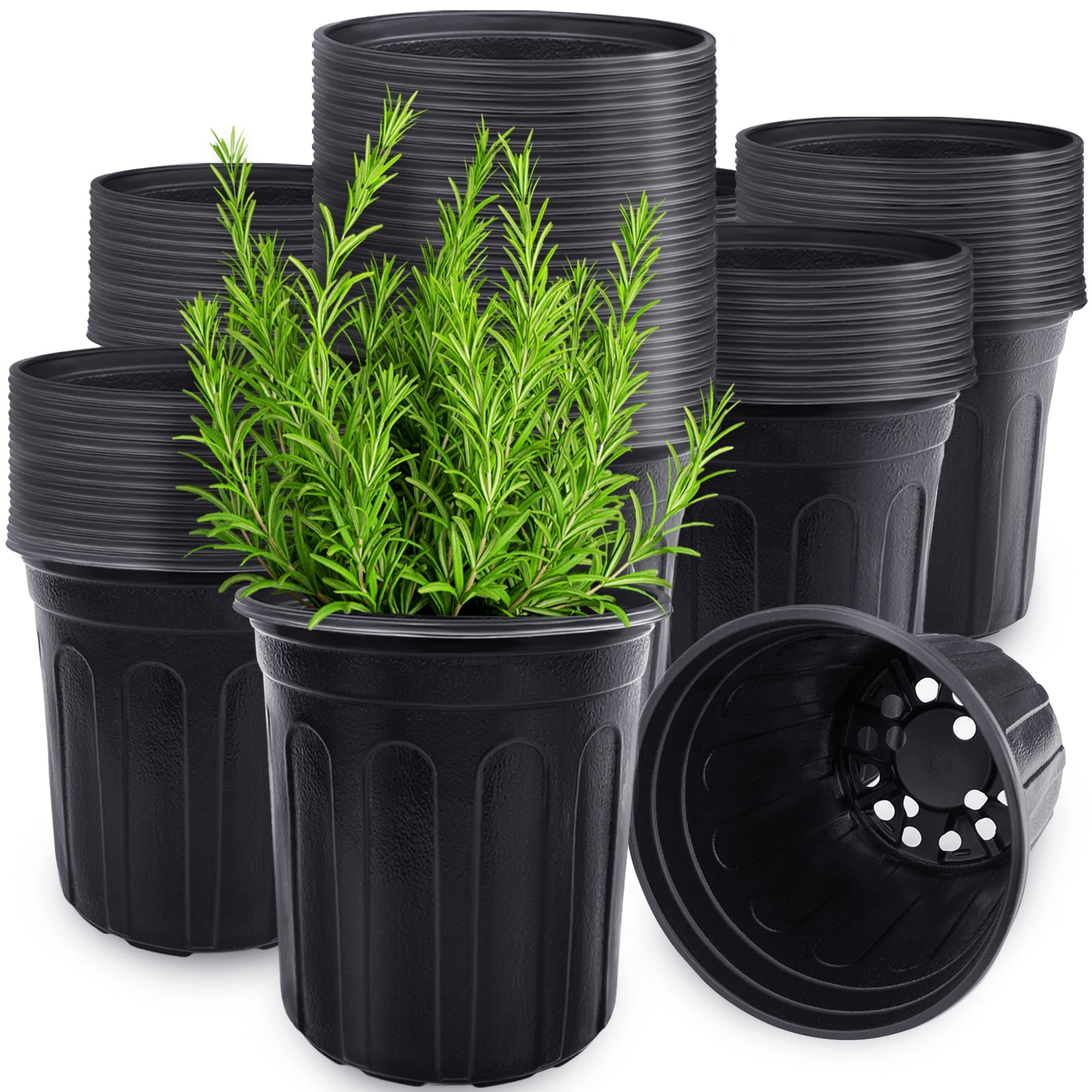 60 Pcs 1 Gallon Flexible Plant Nursery Pots,Thickened Soft Plastic ...