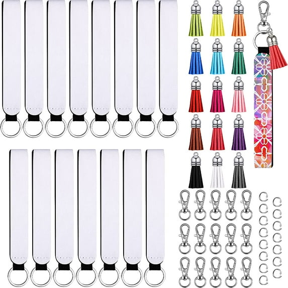 60 Pcs/15 Set Sublimation Blanks Wristlet Keychain Set, Sublimation ...
