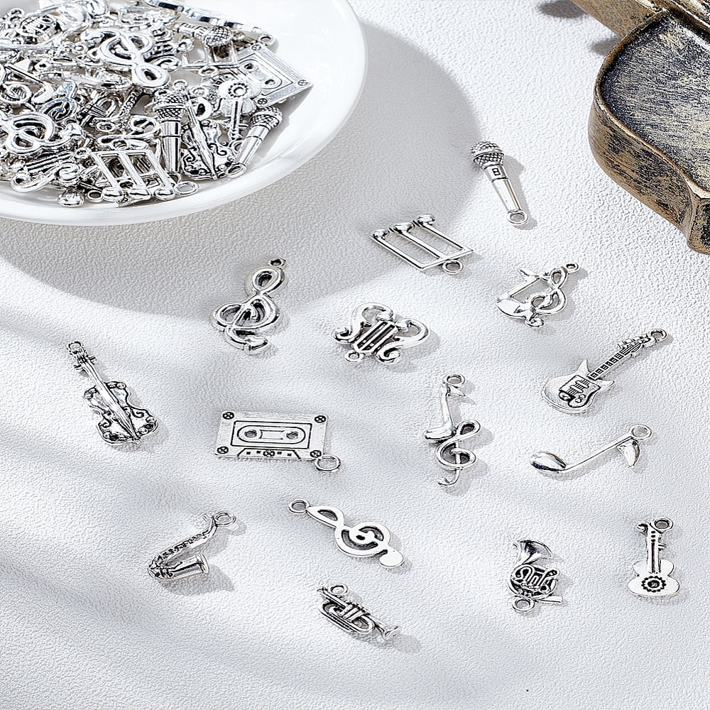 60 Pcs 15 Styles Musical Notes and Instruments Mixed Shapes Charms ...