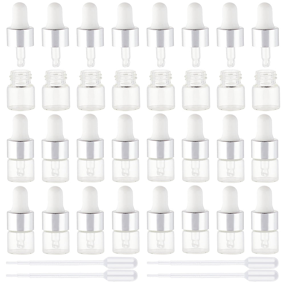 60 Pcs 1ml Glass Mini Dropper Bottles with 4 Pcs Pipettes Sample ...