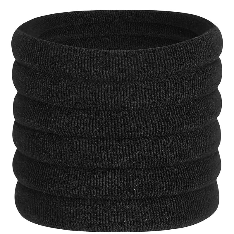 60 Pcs 2 Inch Black No Damage Hair Ties for Women Thick Hair, Large ...