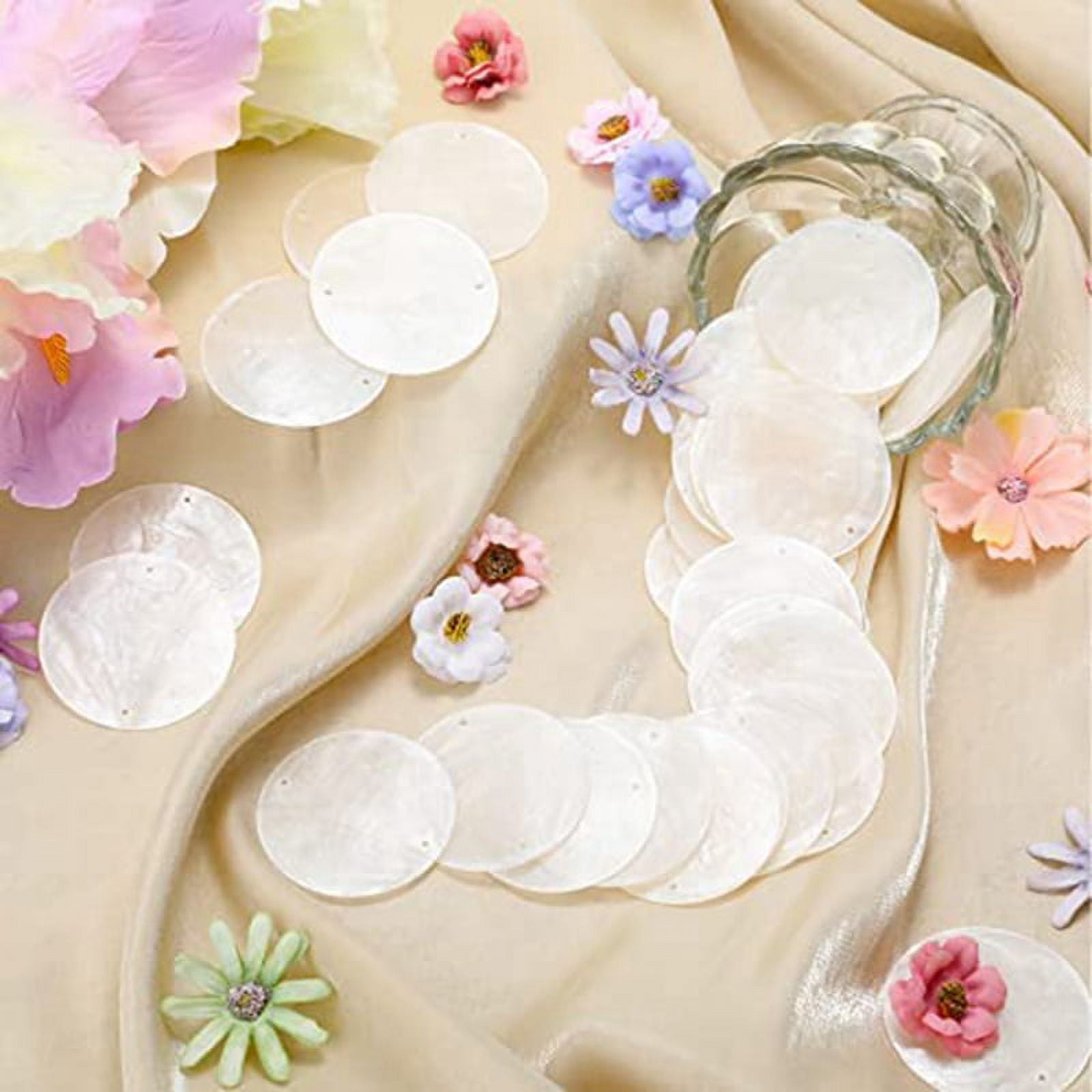 60 Pcs 2 Inch Round Capiz Shells with 2 Holes Round Natural Shell White ...