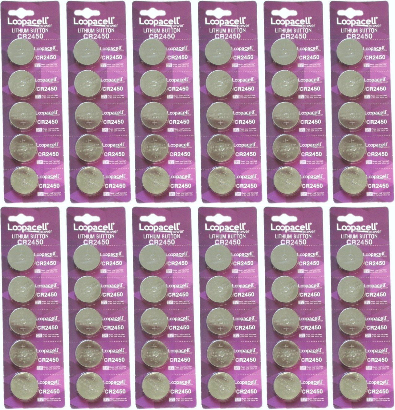 60 Pcs 2450 Batteries (CR2450/ DL2450/ E-CR2450) Lithium 3v (12 Packs ...