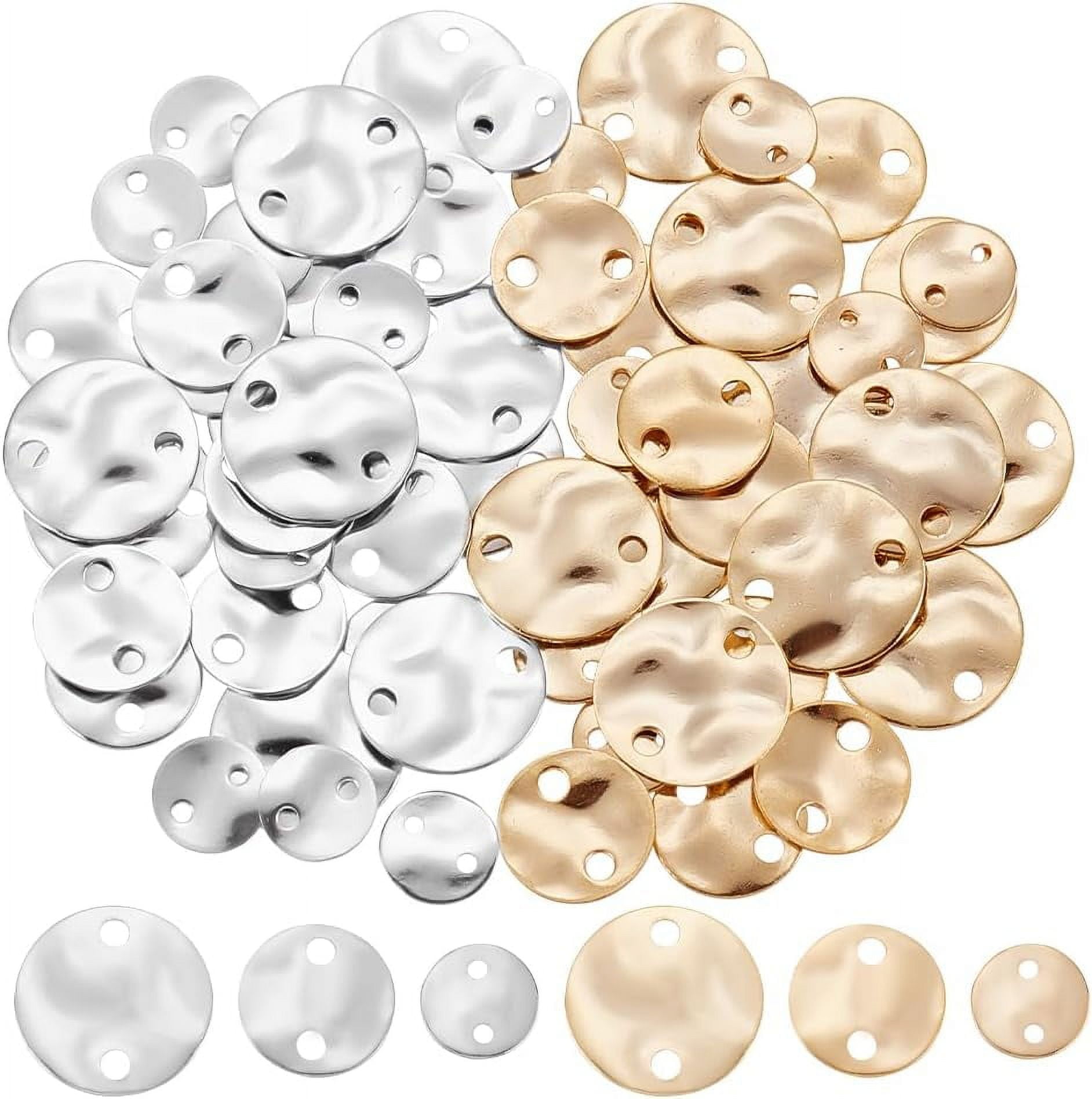60 Pcs 3 Sizes Brass Flat Round Links Textured Flat Round Blank Tag ...