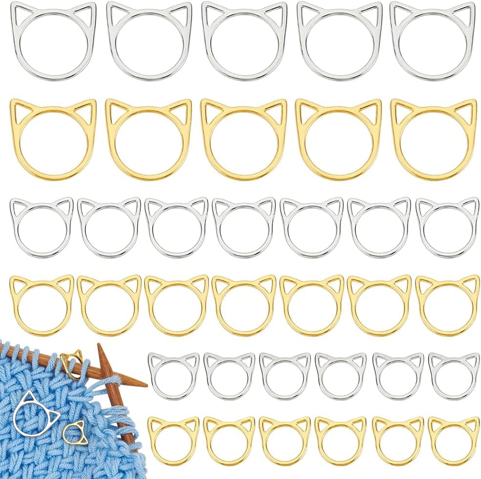 60 Pcs 3 Sizes Cat Knitting Stitch Marker Rings Alloy Loop Stitch Marks ...