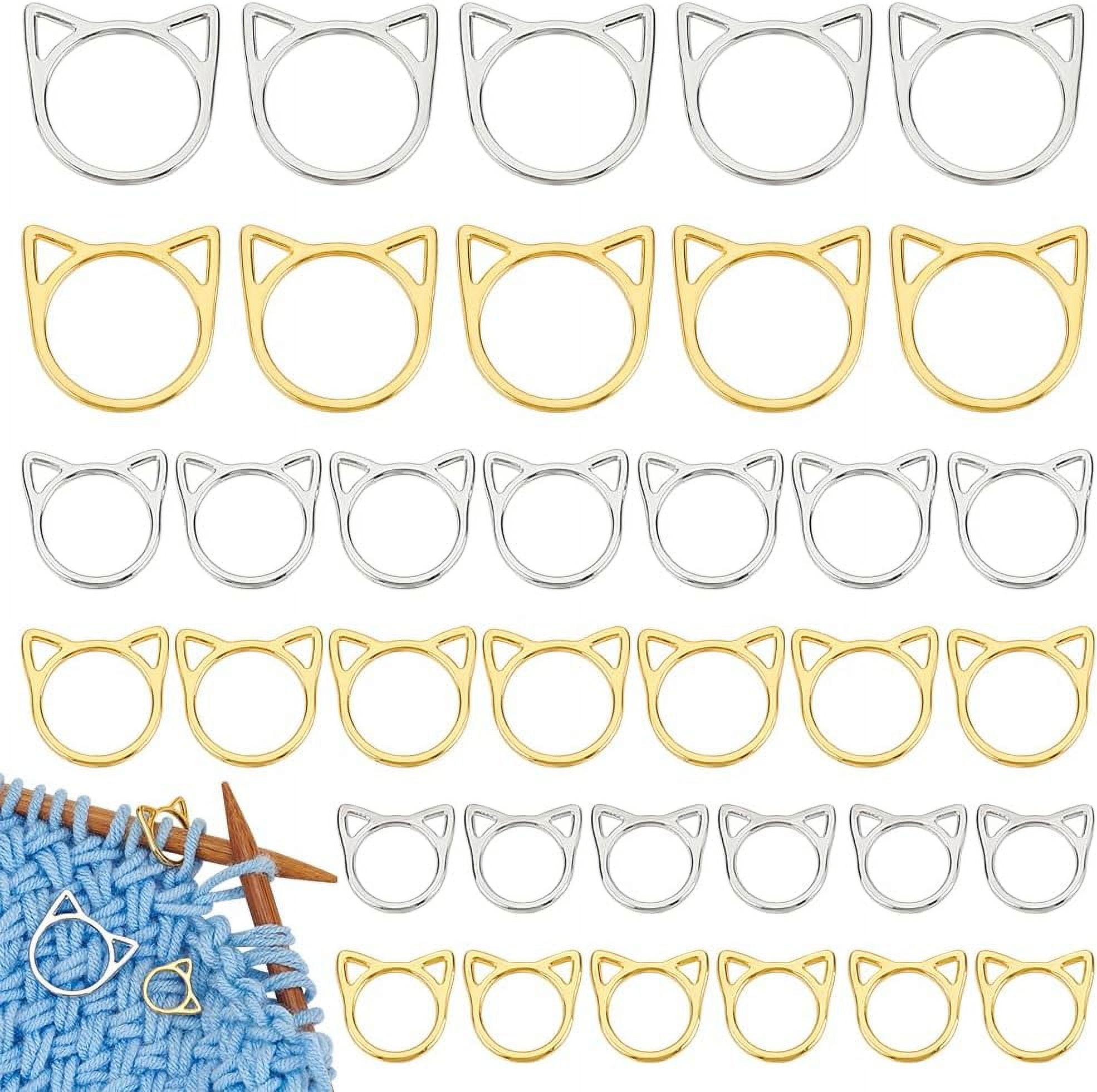 60 Pcs 3 Sizes Cat Knitting Stitch Marker Rings Alloy Loop Stitch Marks ...