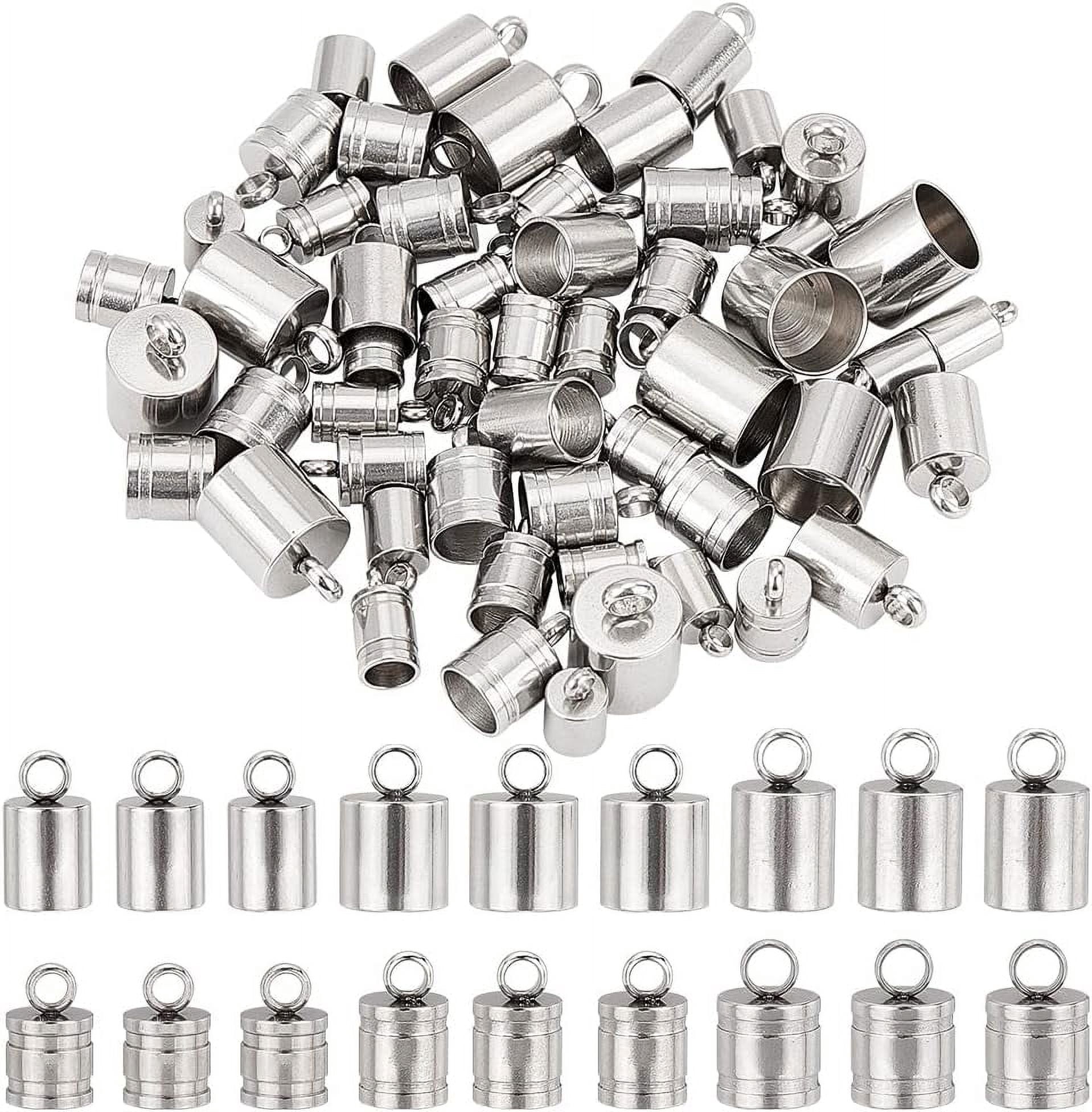 60 Pcs 304 Stainless Steel End caps 8.7x5mm Jewelry Making caps Glue-in ...