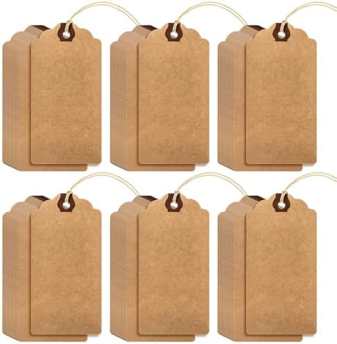 60 Pcs 4 3/4-in x 2 3/8-in Blank Large Paper Gift Tags with String and ...