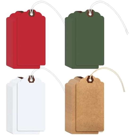 60 Pcs 4 3/4-in x 2 3/8-in Blank Large Paper Gift Tags with String and ...