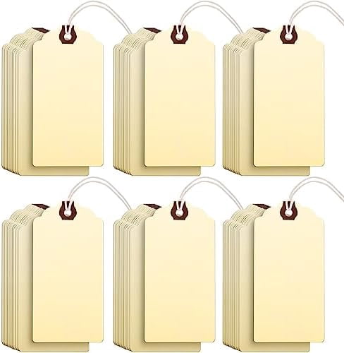 60 Pcs 4 3/4-in x 2 3/8-in Blank Large Paper Gift Tags with String and ...