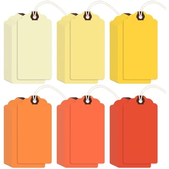 60 Pcs 4 3/4-in x 2 3/8-in Blank Large Paper Gift Tags with String and ...