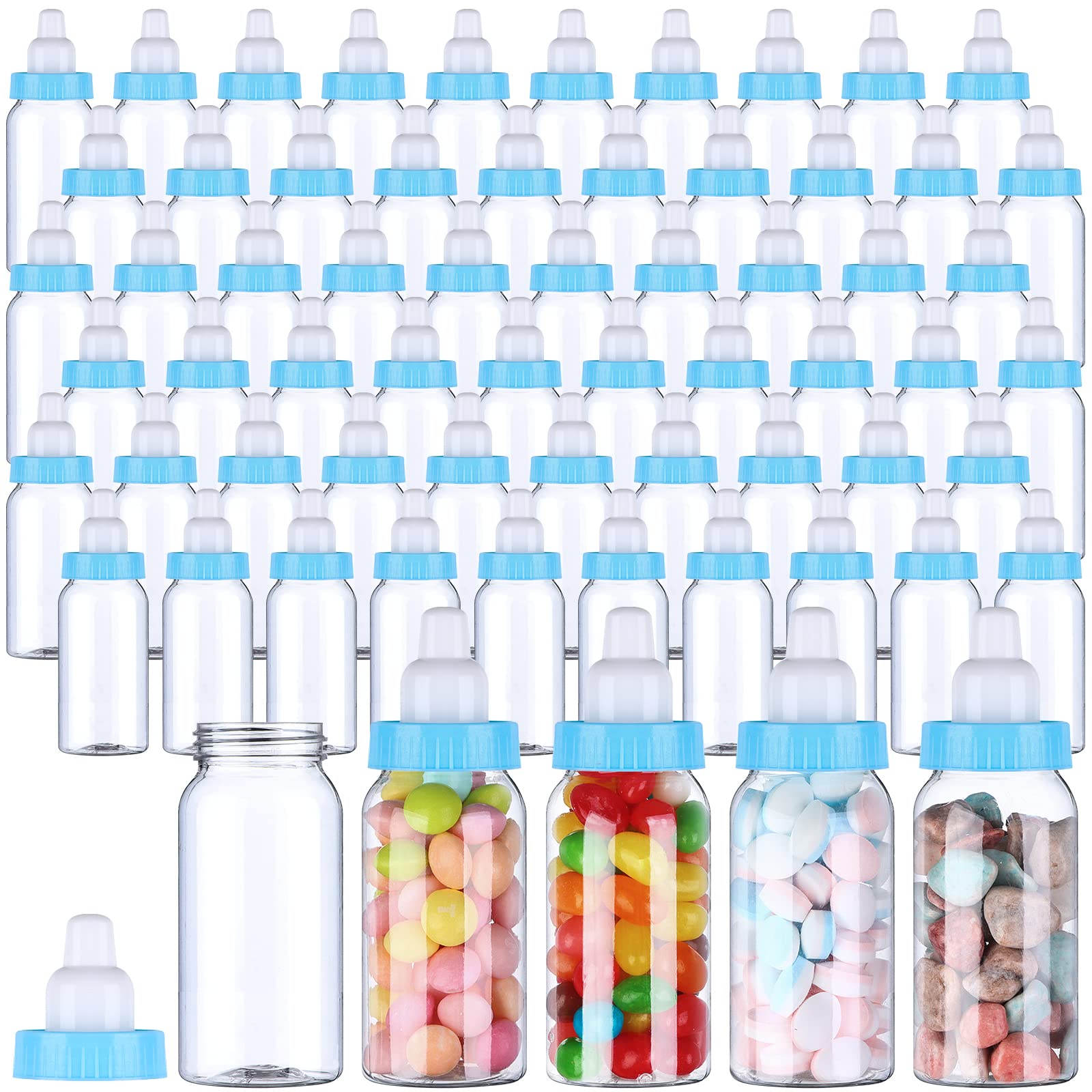 60 Pcs 4 Inch STF9 Baby Mini Milk Bottle Baby Shower Favor Fillable ...