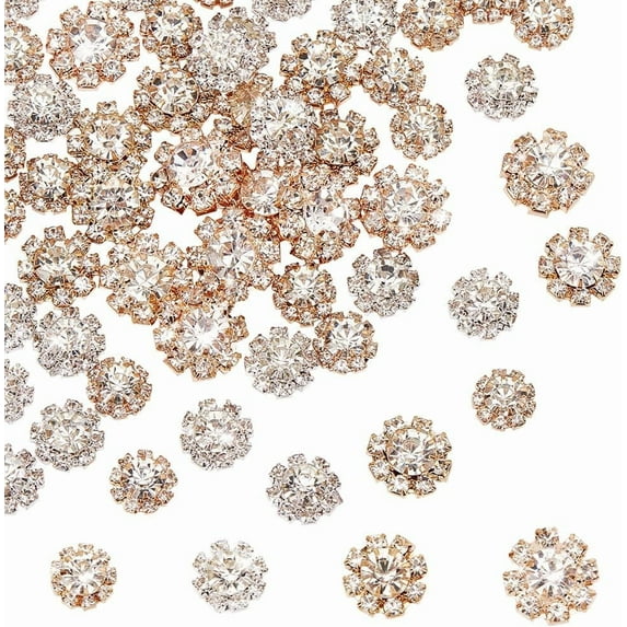 60 Pcs 4 Styles Luxurious Rhinestone Embellishments Flatback Buttons ...