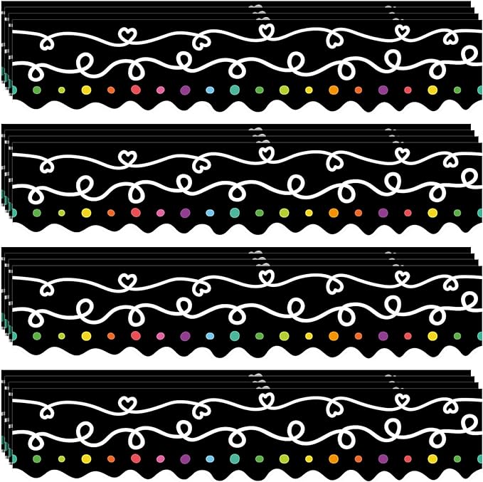 60 Pcs 59 Feet Bulletin Board Borders Chalkboard Dotted Swirl Bulletin ...