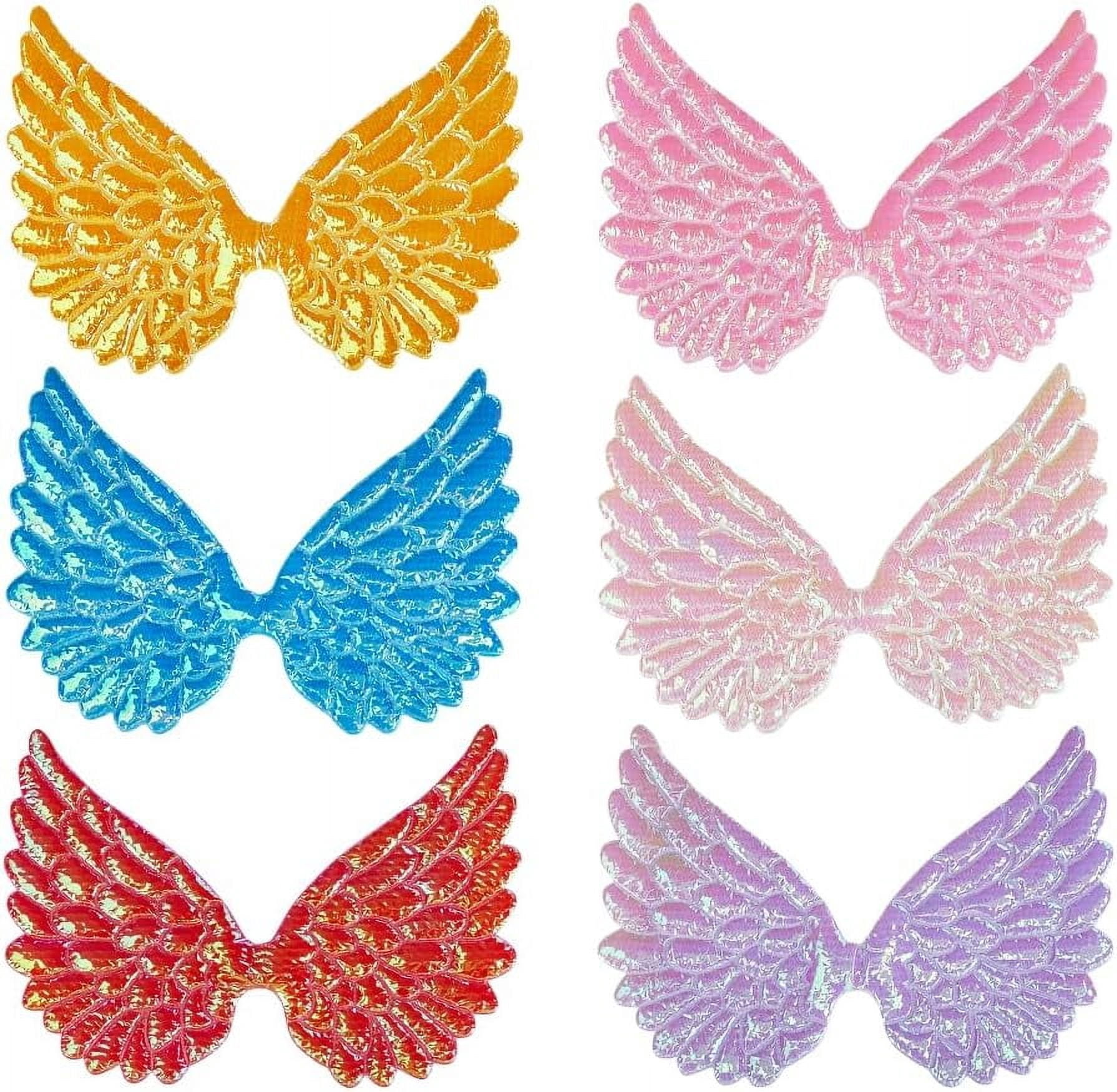 60 Pcs 6 Colors Wings Patches Angel Wing Shape Embroidered Patches Mini ...