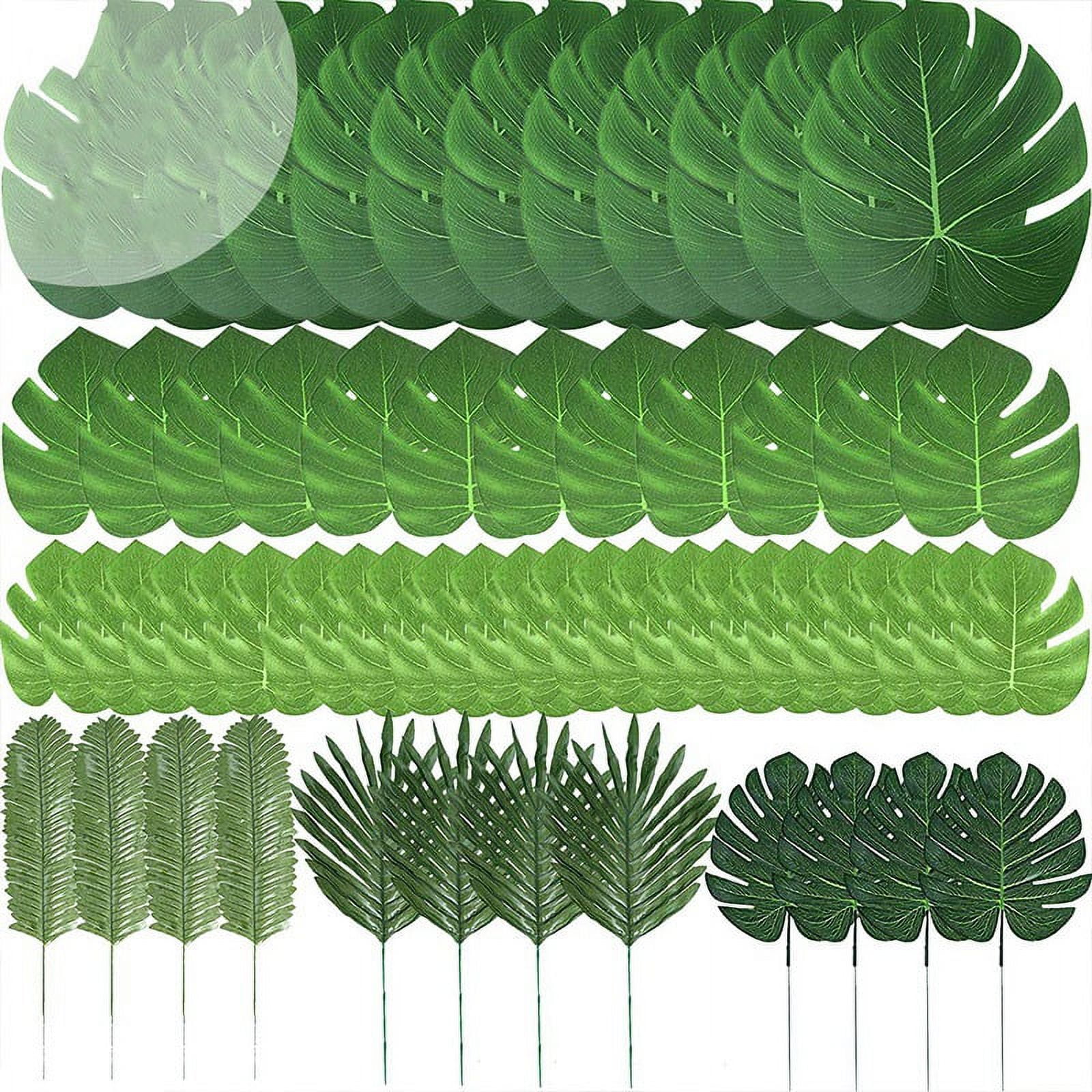 60 Pcs 6 Kinds Artificial Palm Leaves Tropical Plant Leaves Faux ...