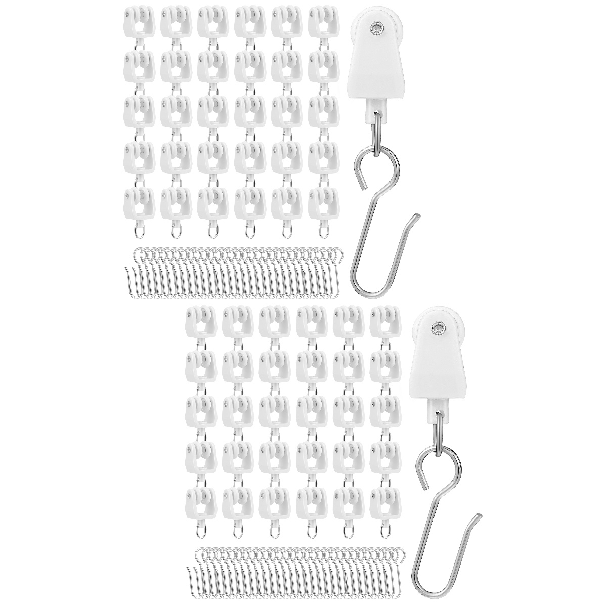 60 Pcs Accessories Window Curtain Rod Sliders Ceiling Track Drapes ...