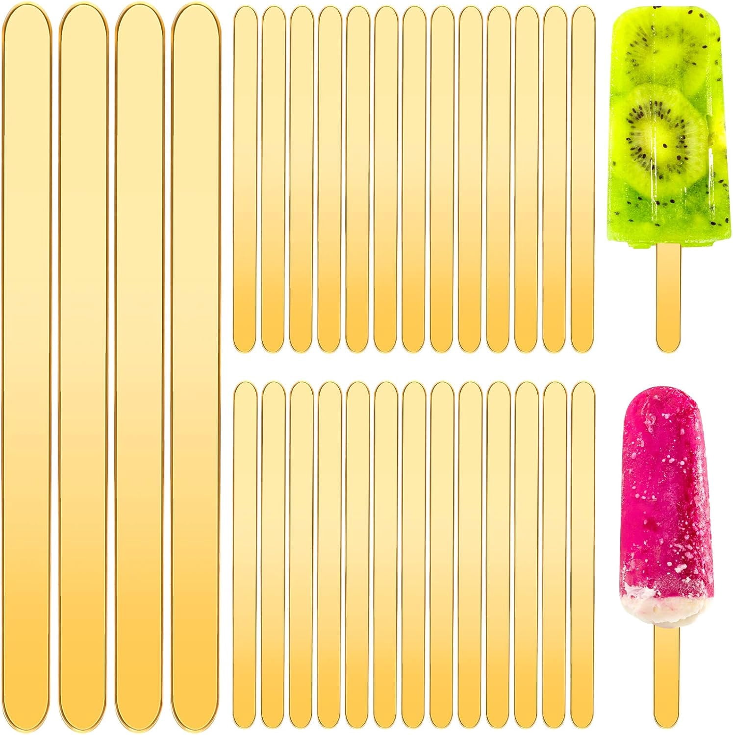 60 Pcs Acrylic Cakesicle Sticks Gold Ice Cream Sticks Lolly Mirror ...