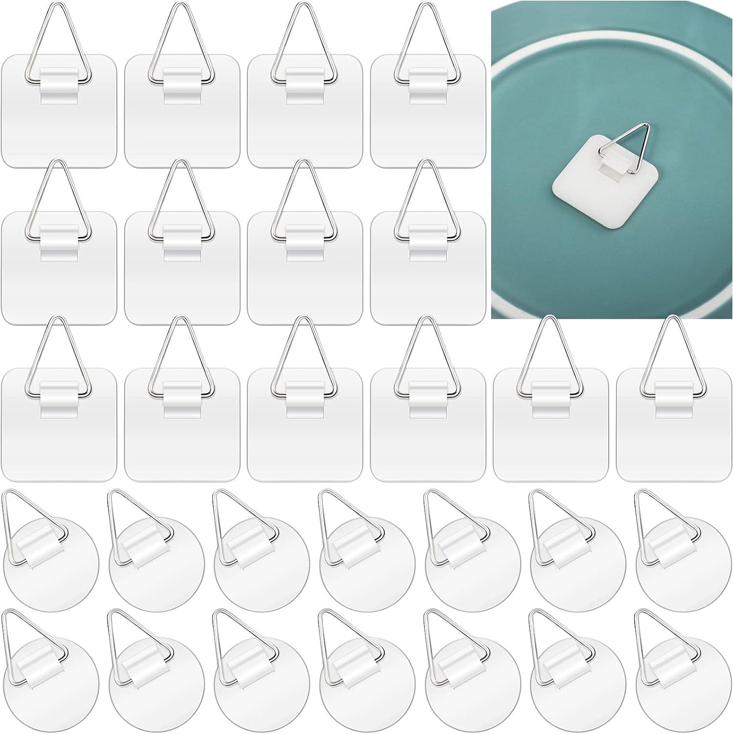 60 Pcs Adhesive Picture Hangers Invisible Picture Hanging Hooks Without ...