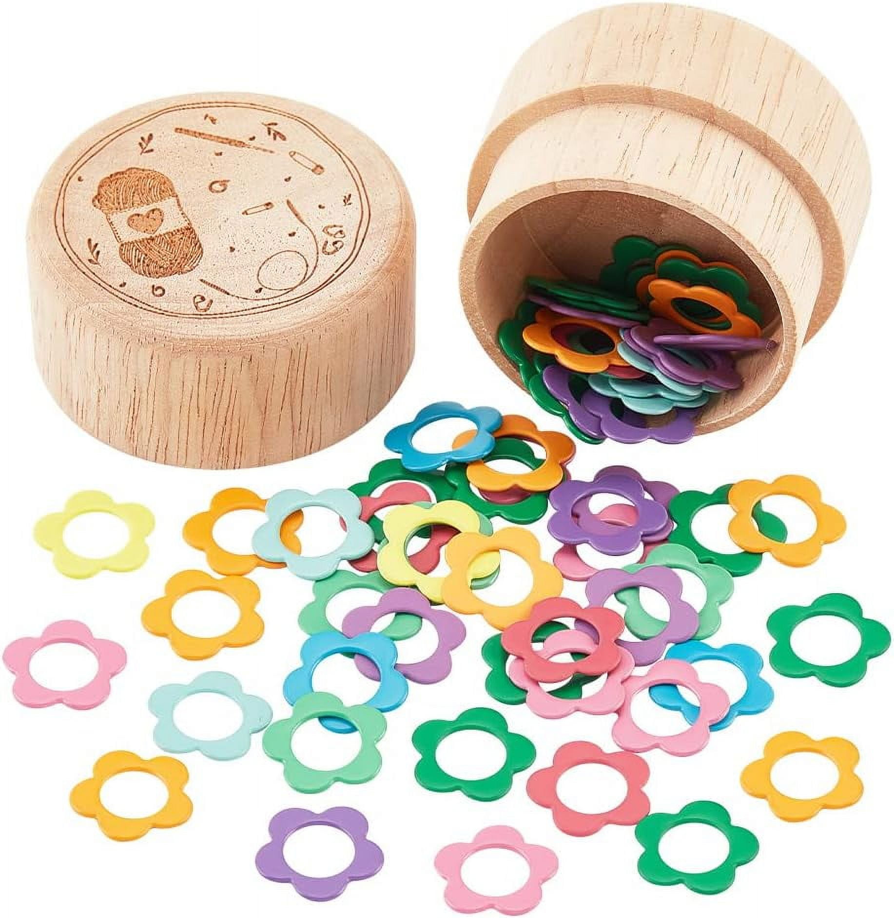 60 Pcs Alloy Flower Shape Knitting Stitch, 9.5mm Ring Stitch Markers ...