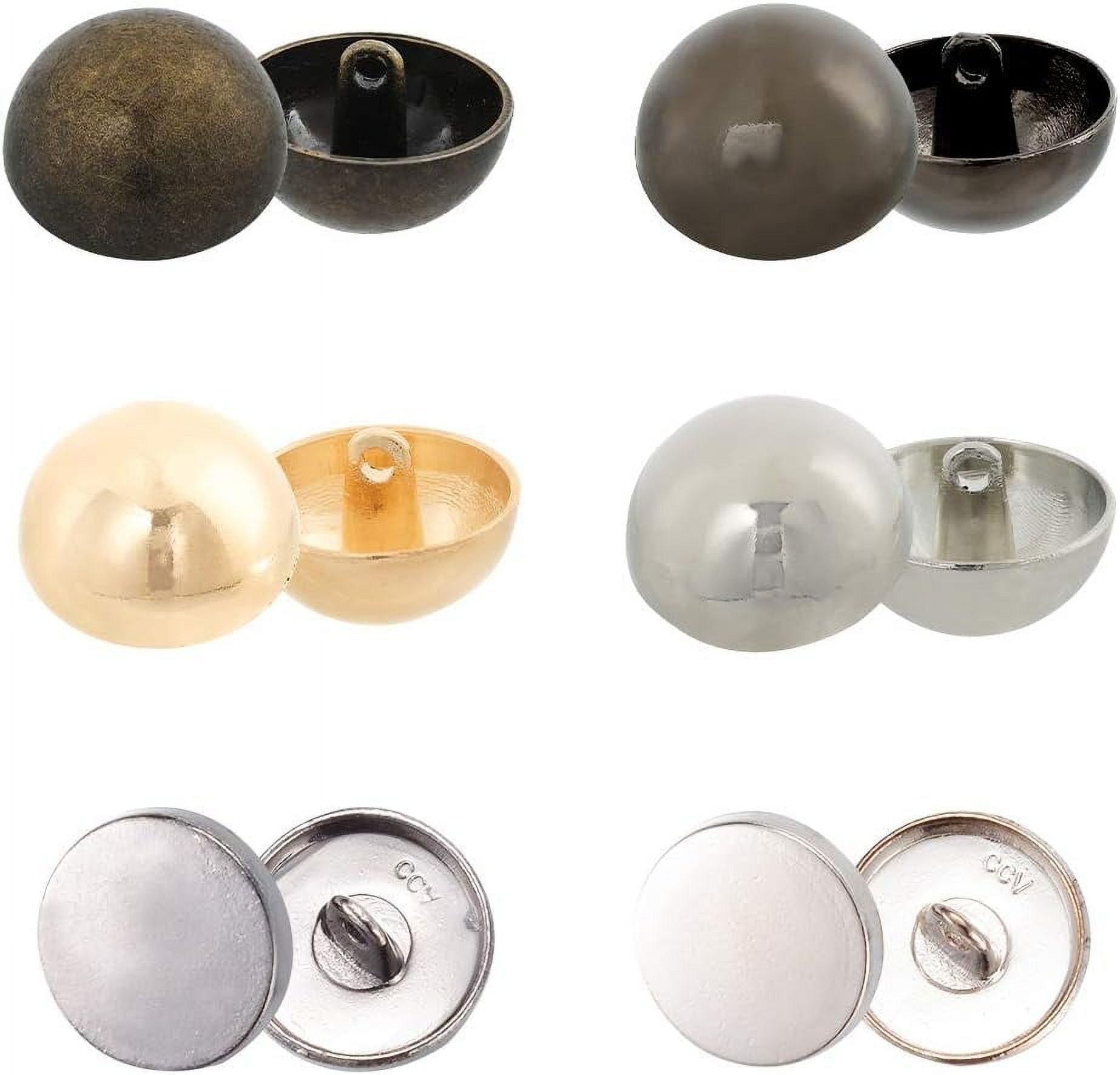 60 Pcs Alloy Sewing Buttons 2 Sizes Mixed Color Shank Round Buttons for ...