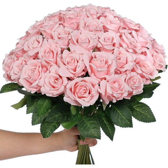 60 Pcs Artificial Roses in Bulk, Fake Silk Roses Realistic Roses Stem ...