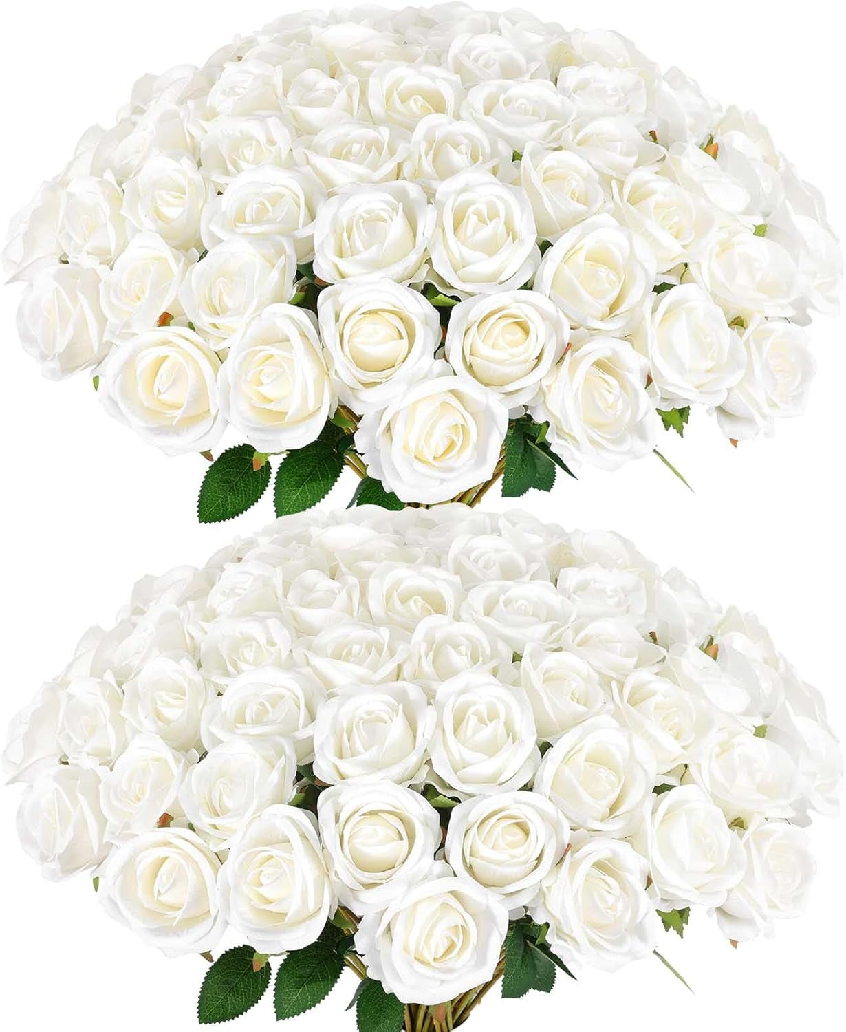 60 Pcs Artificial Roses Bulk Velvet Silk White Roses White Roses for ...