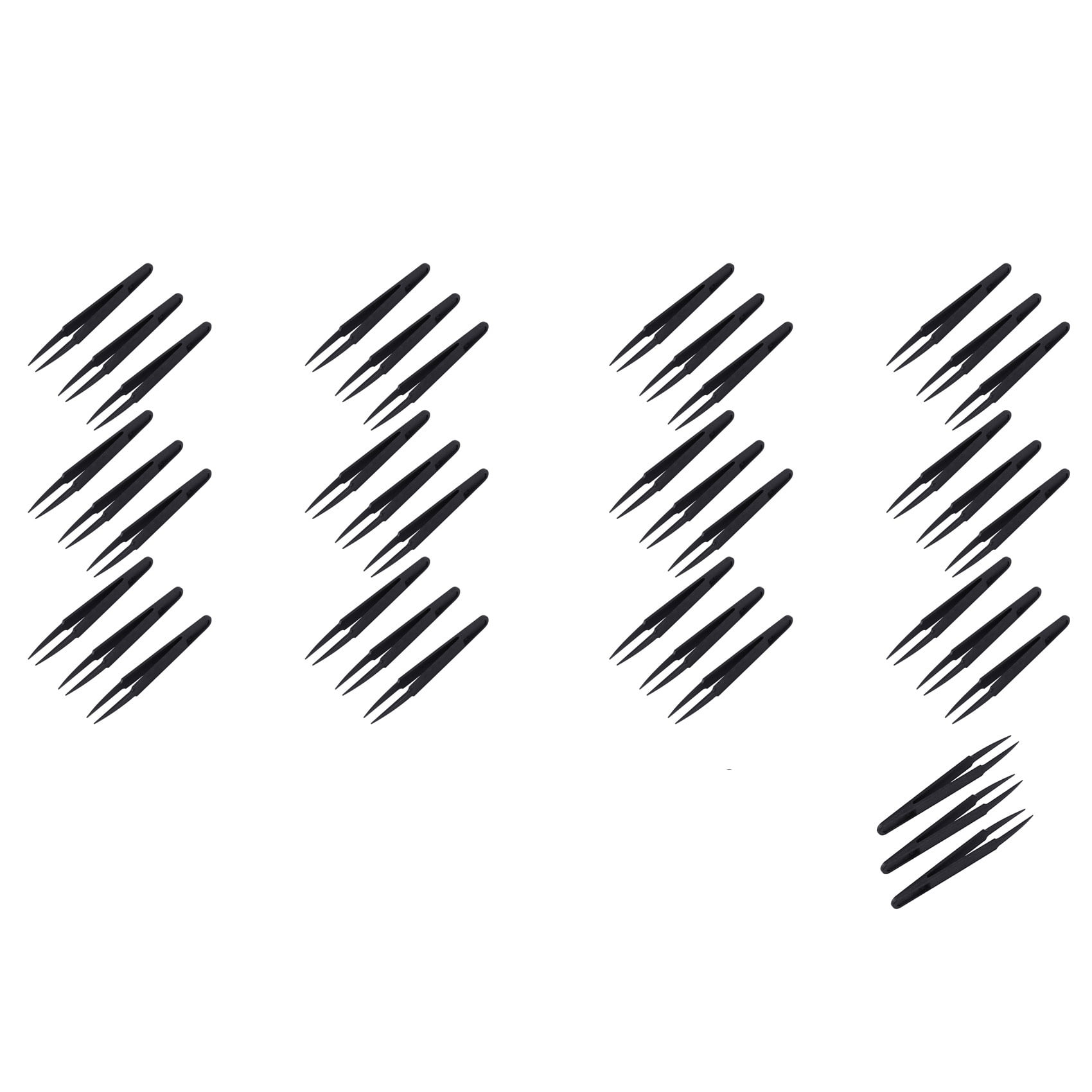 60 Pcs Black Plastic Electronic Pointy Tip Anti-Static Tweezers ...