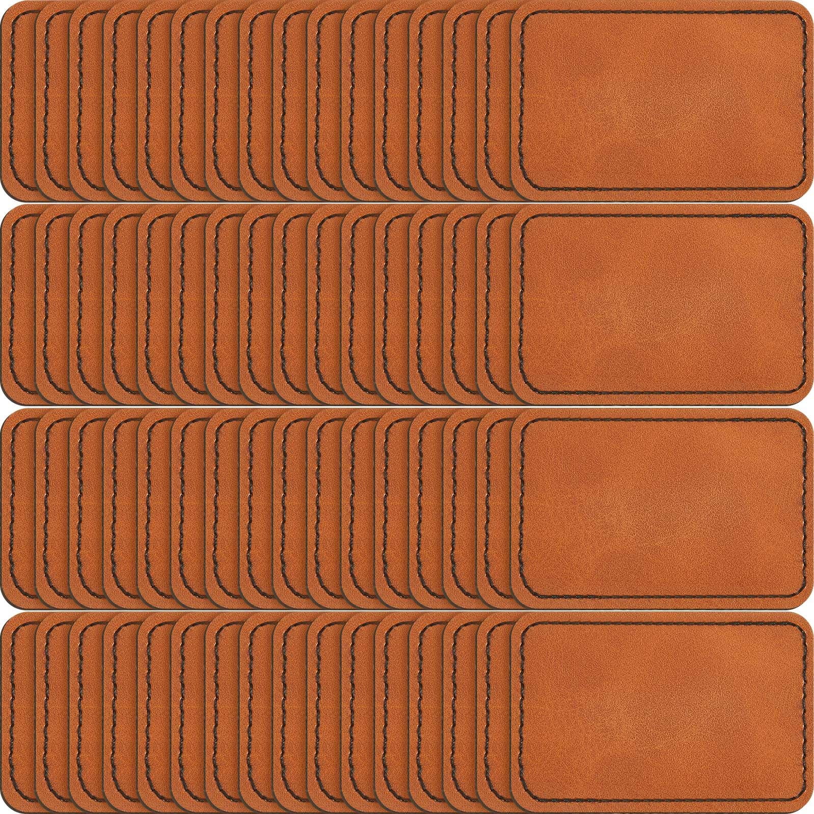 60 Pcs Blank Leatherette Hat Patch, Adhesive Rectangle Faux Leather ...
