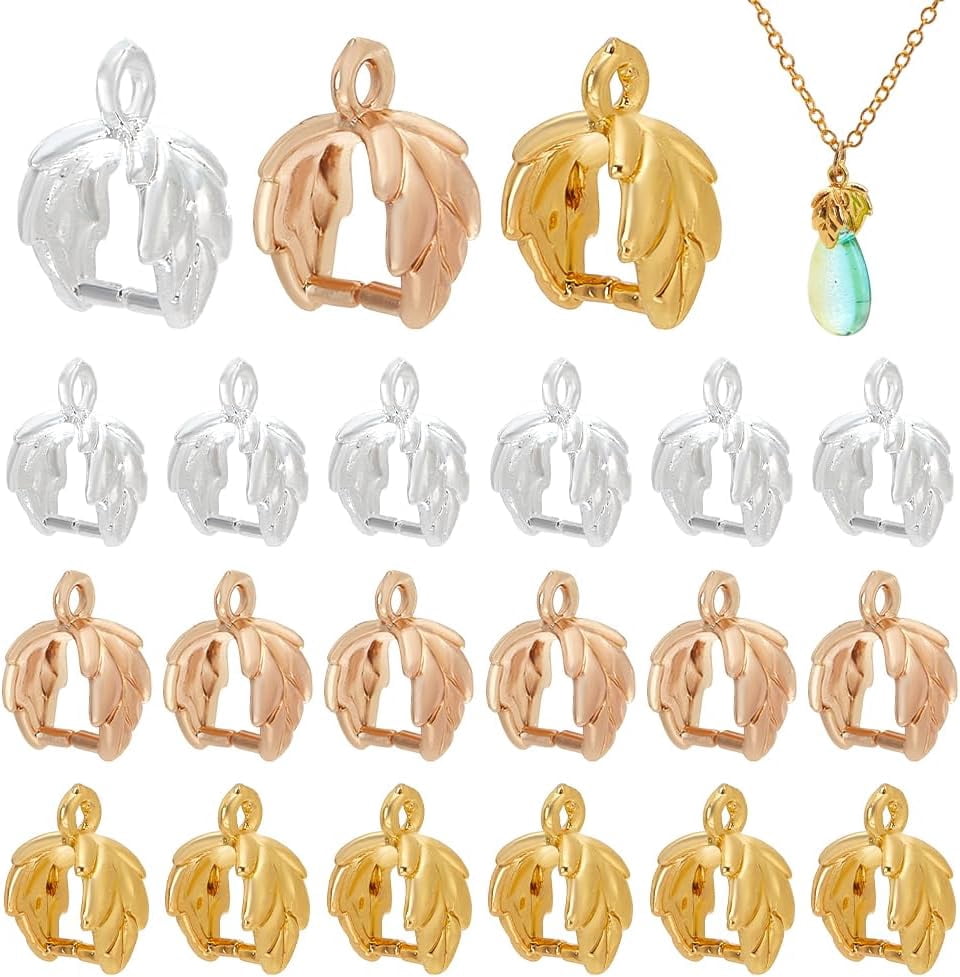 60 Pcs Brass Pinch Bail Clasps 3 Colors Dangle Charm Bead Pendant ...