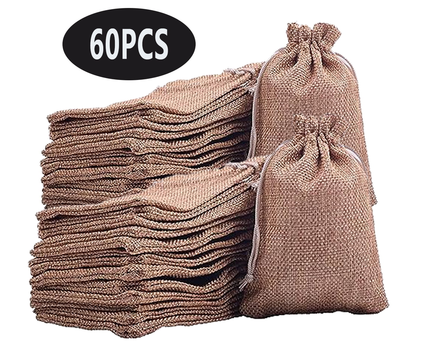60 Pcs Burlap Gift Bags with Drawstring,3.9x5.5in, Reusable Linen ...