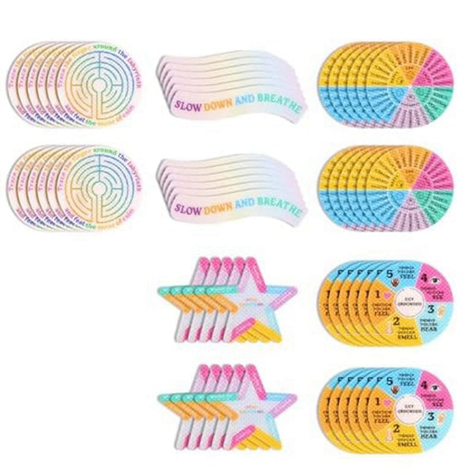 60 Pcs Calm Strips Anxiety Sensory Stickers, 5 Style Calming Strips ...