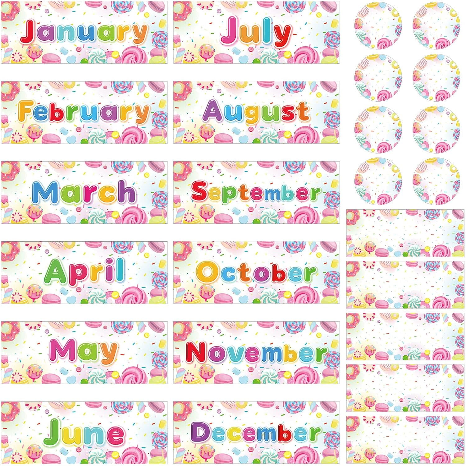 60 Pcs Candyland Monthly Headliner Set 12 Months of The Year Headers ...