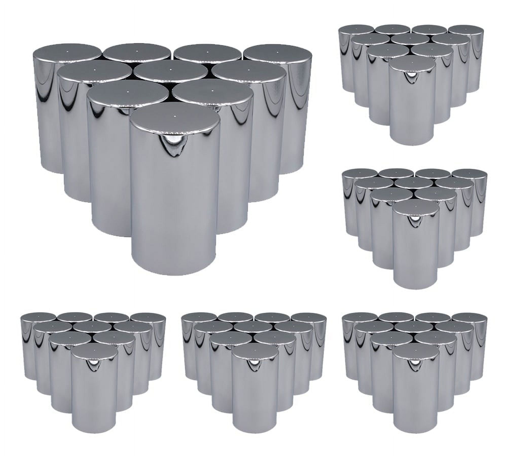 60 Pcs Chrome ABS Plastic Cylinder Lug Nut Covers 33mm Thread-on Design ...