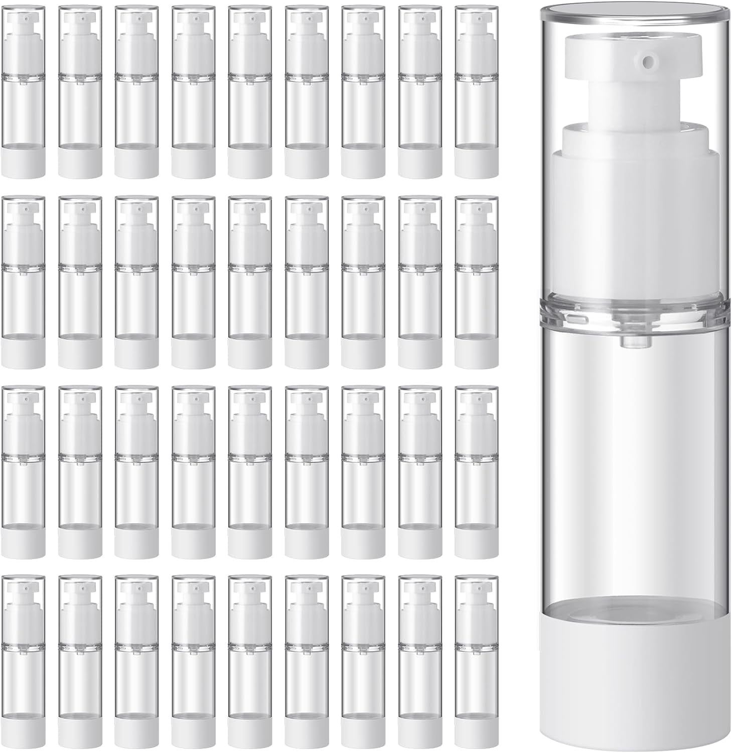 60 Pcs Clear Airless Pump Bottles Refillable Cosmetic Travel Size ...